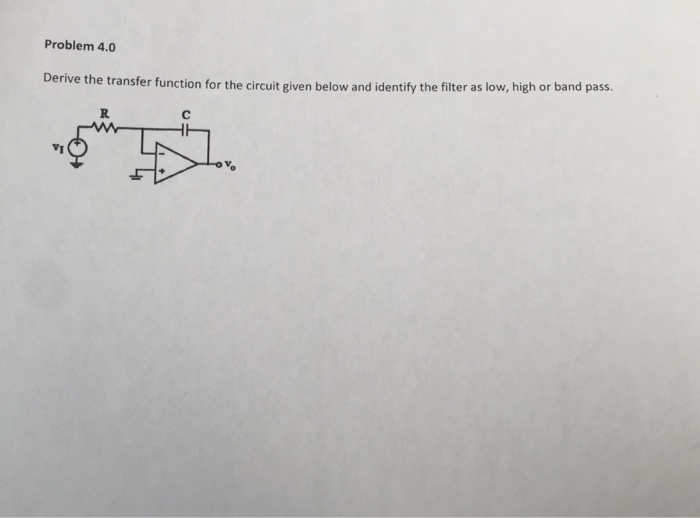 Solved Derive the transfer function for the circuit given | Chegg.com