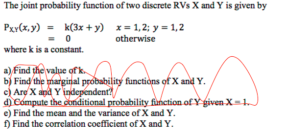 Solved The joint probability function of two discrete RVs X | Chegg.com