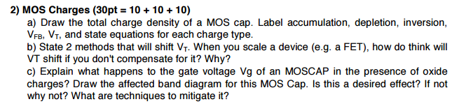 Solved a) Draw the total charge density of a MOS cap. Label | Chegg.com