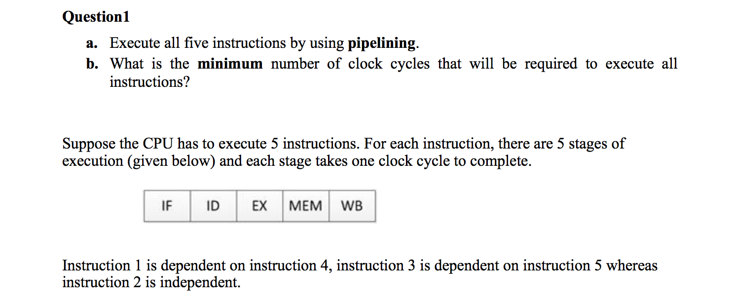 Question 1 a. Execute all five instructions by using | Chegg.com