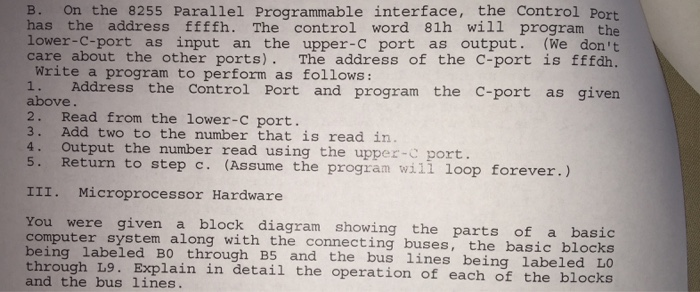 Solved On the 8255 Parallel Programmable interface, the | Chegg.com