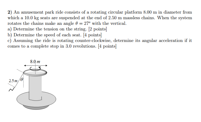 Solved An amusement park ride consists of a rotating | Chegg.com