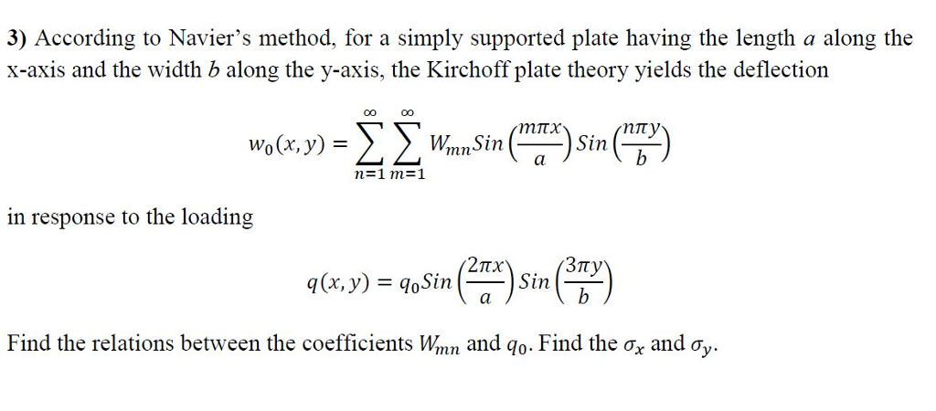 Solved According to Navier's method, for a simply supported | Chegg.com