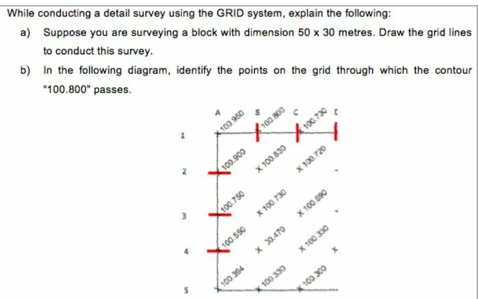 While conducting a detail survey using the GRID | Chegg.com