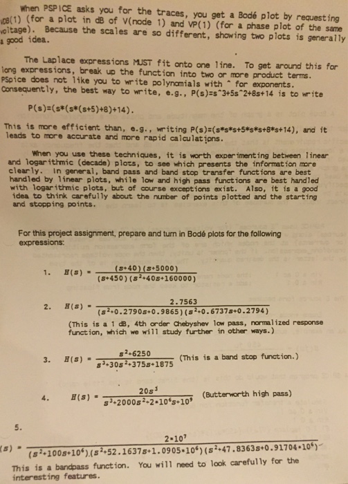 Solved PSpice help with Bode plots: help with any one of the | Chegg.com