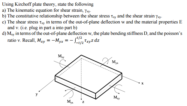 Solved 1. Using Kirchoff plate theory, state the | Chegg.com