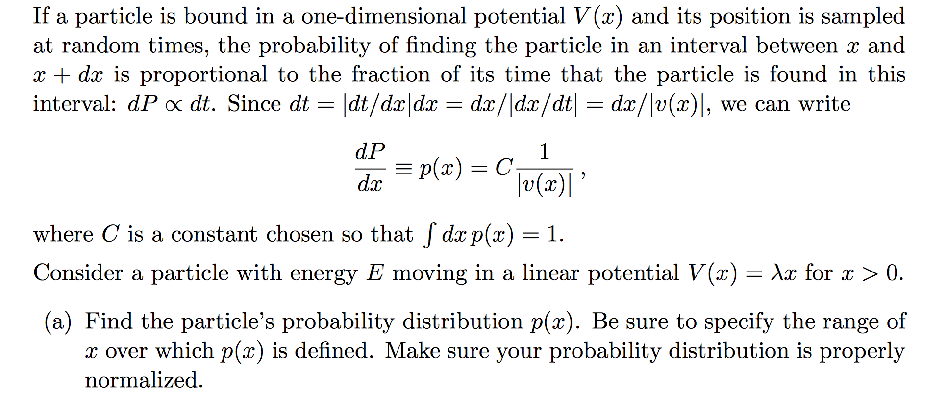Solved If a particle is bound in a one-dimensional potential | Chegg.com