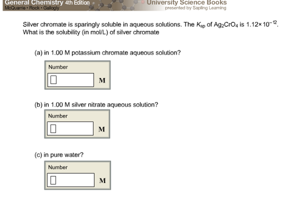 Solved Silver chromate is sparingly soluble in aqueous | Chegg.com