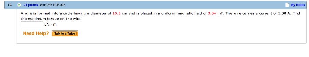 Solved A wire is formed into a circle having a diameter of | Chegg.com