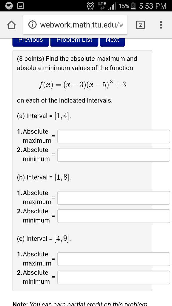 Solved 茴LTE ..dl 15%A 5:53 PM webwork.math.ttu.edu/w 2 | Chegg.com