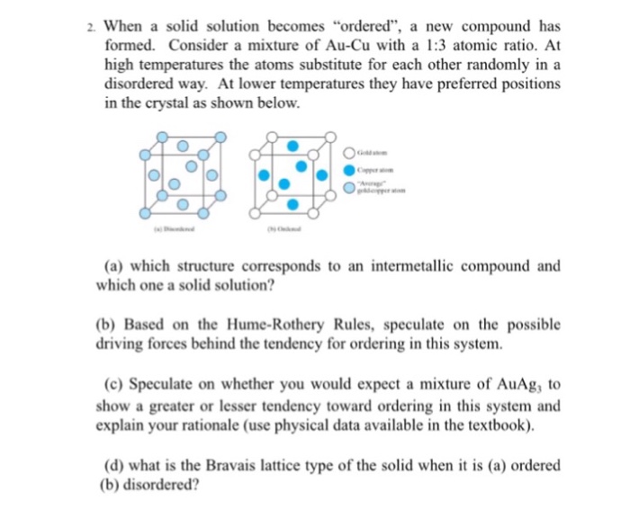 Solved 2. When a solid solution becomes ordered, a new | Chegg.com
