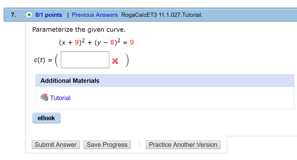 Solved Parameterize The Given Curve X 92 Y 82