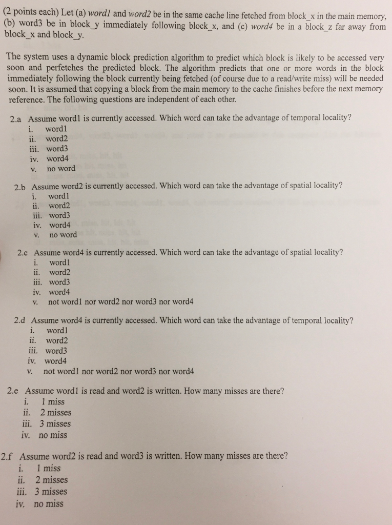 Solved (2 points each) Let (a) wordl and word2 be in the | Chegg.com