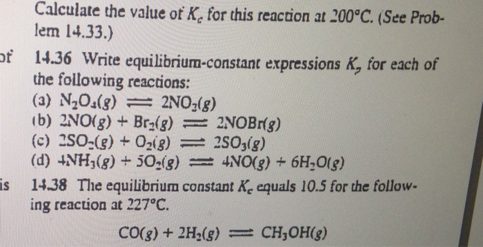 Solved Calculate the value of Kc for this reaction at | Chegg.com