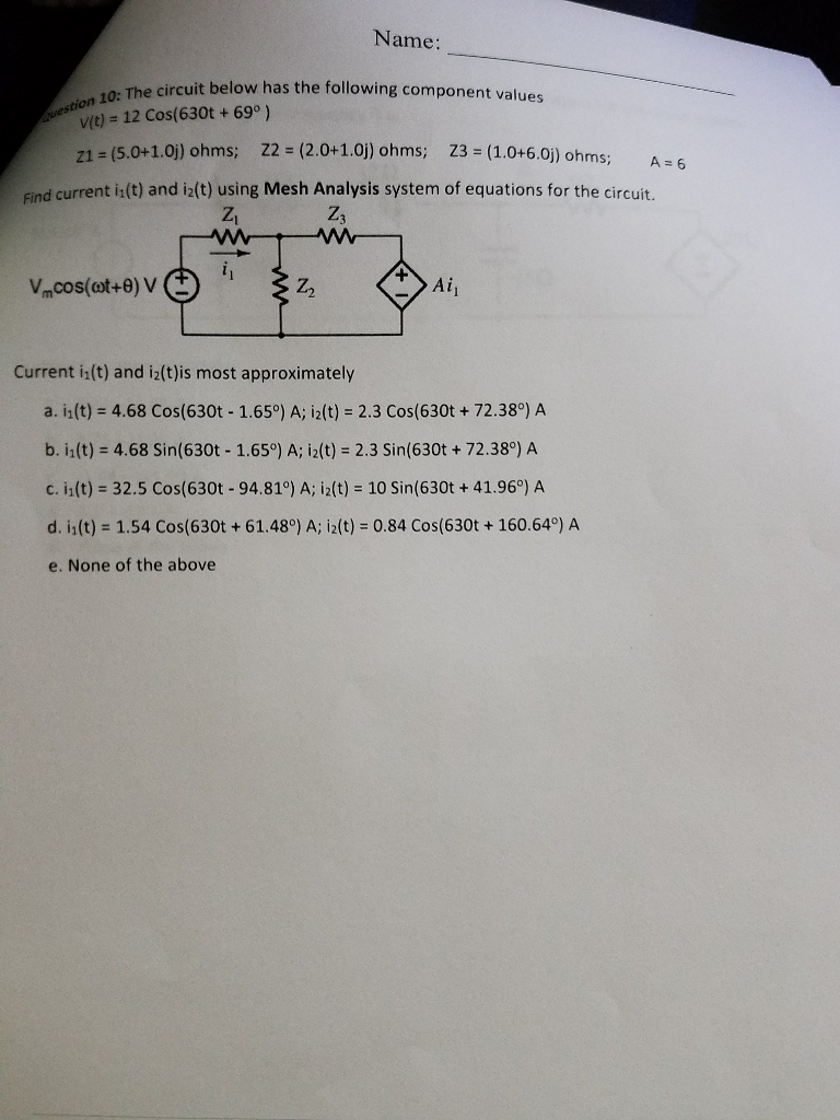 Solved Name: question 7: Find voltage Vx in the circuit | Chegg.com