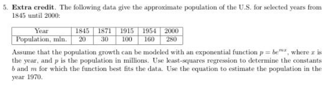 Solved The following data give the approximate population of | Chegg.com