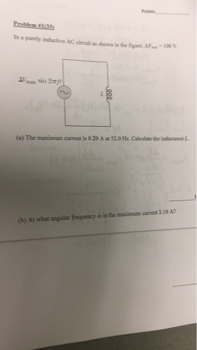 Solved In a purely inductive AC circuit as shown in the | Chegg.com