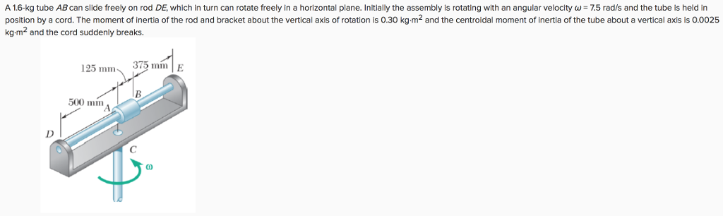 Solved A 1.6-kg tube AB can slide freely on rod DE, which in | Chegg.com