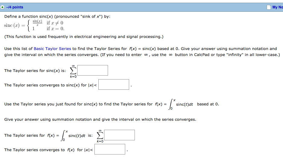 Solved Define a function sinc(x) (pronounced "sink of x") | Chegg.com