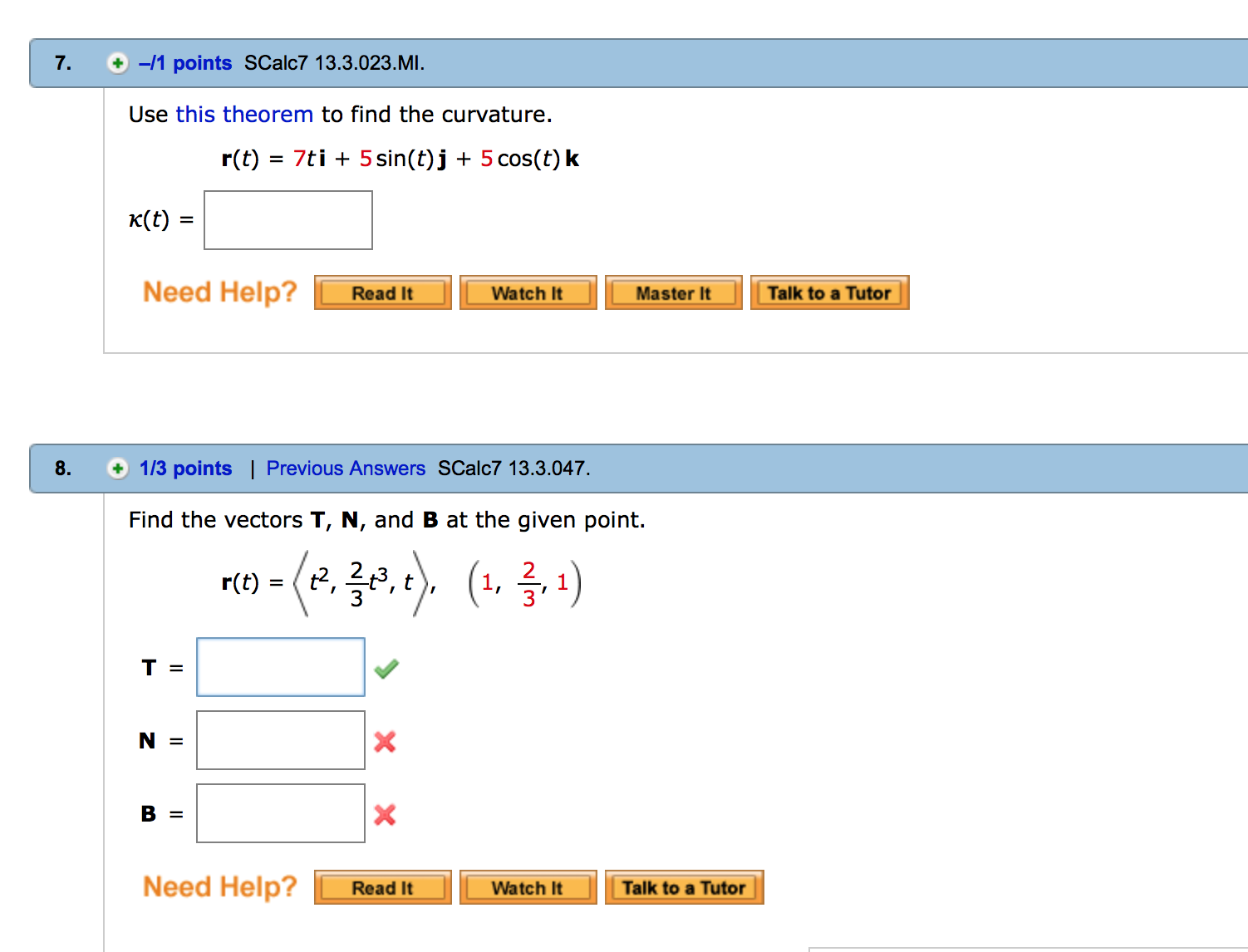 Solved Use This Theorem To Find The Curvature R T 7ti