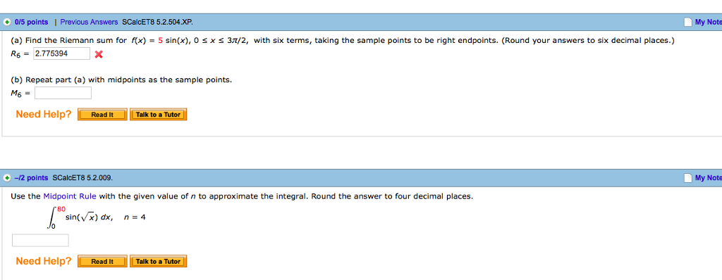 Solved +0/5 points | Previous Answers SCalcET8 5.2.504.XP My | Chegg.com