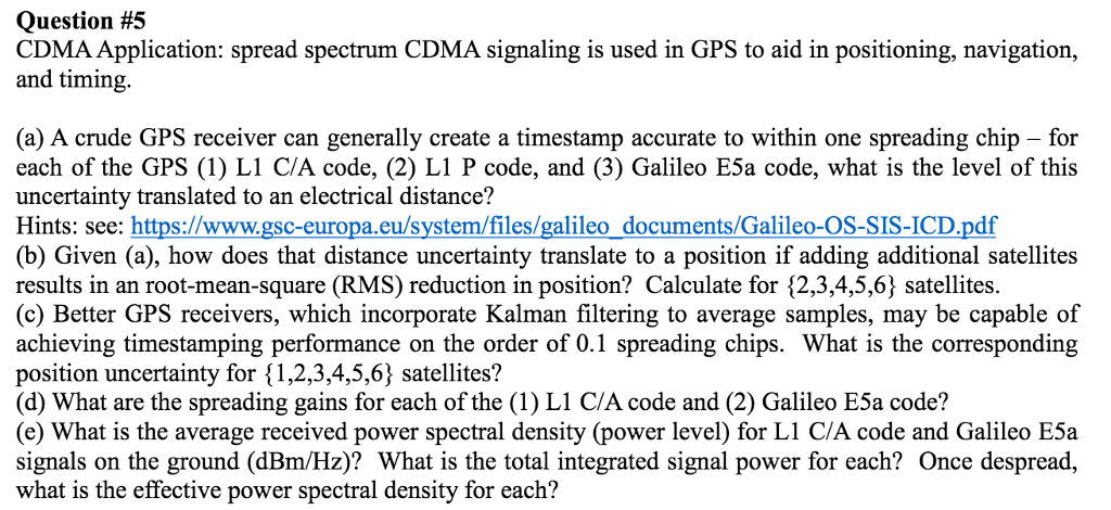 CDMA Application: spread spectrum CDMA signaling is | Chegg.com