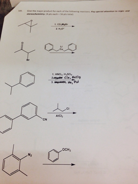 Solved vill. Give the major product for each of the | Chegg.com