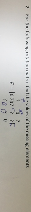 Solved For the following rotation matrix find the values of | Chegg.com