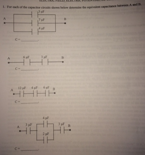 Solved For each of the capacitor circuits shown below | Chegg.com