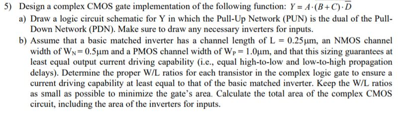 Solved 5) Design a complex CMOS gate implementation of the | Chegg.com