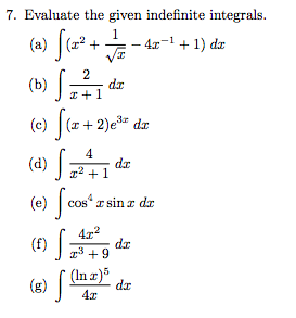Solved 7. Evaluate the given indefinite integrals. dr z+1 | Chegg.com