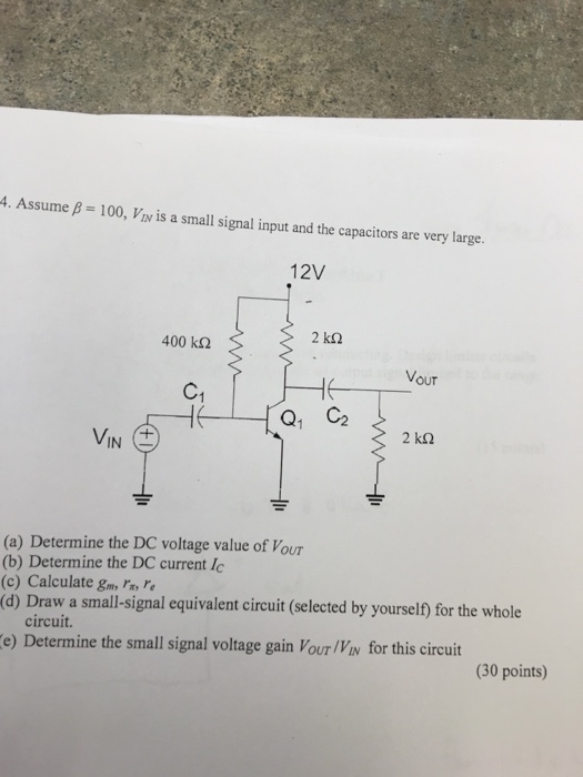 Solved assume b=100, Vin is a small signal input and the | Chegg.com