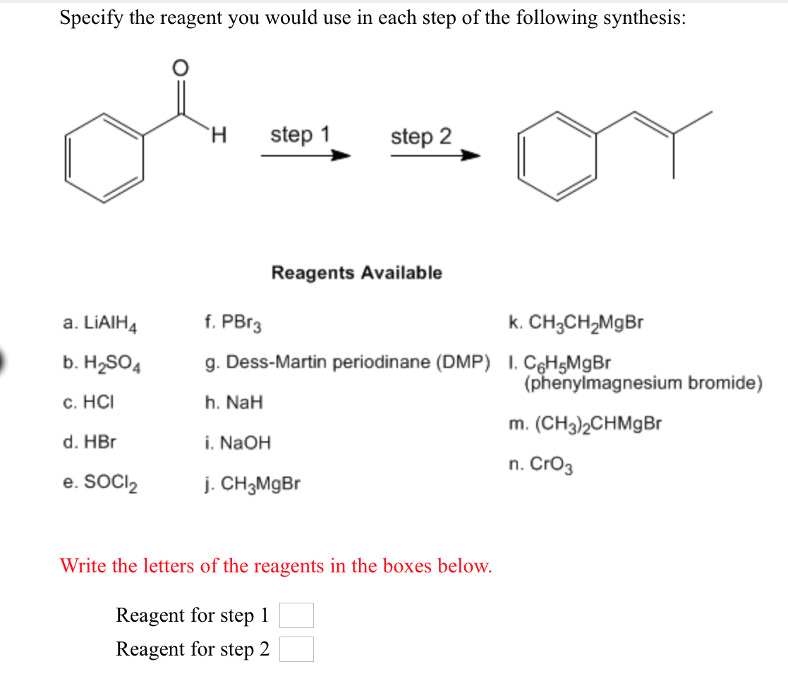 Solved Specify both the alcohol starting material and the | Chegg.com