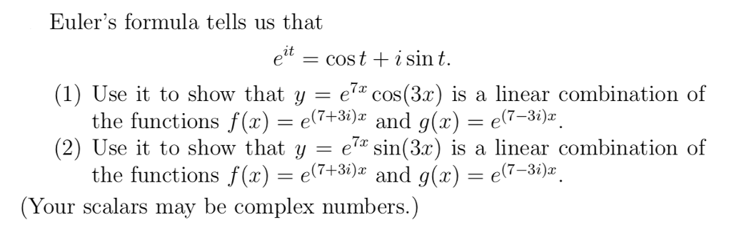 Solved Euler's formula tells us that it (1) Use it to show | Chegg.com