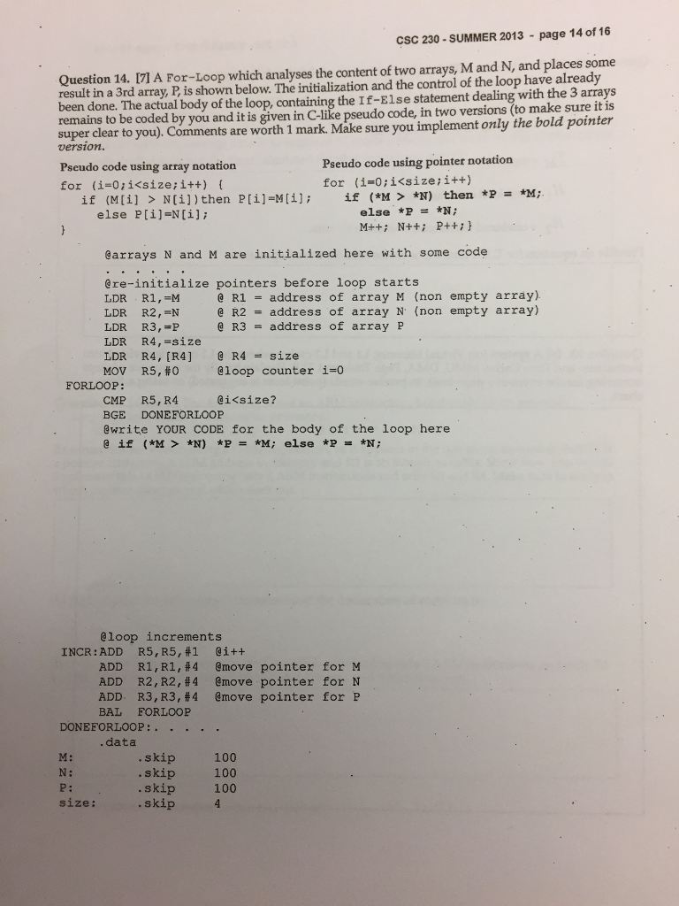 Solved CSC 230-SUMMER 2013 page 14 of 16 Question 14. [7] A | Chegg.com