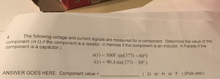 Solved The following voltage and current signals are | Chegg.com
