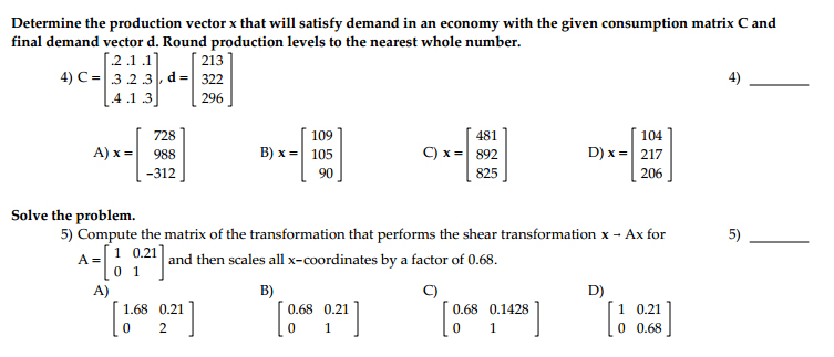 Solved Determine the production vector x that will satisfy | Chegg.com