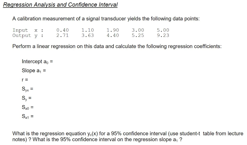 Solved Regression Analysis and Confidence Interval A | Chegg.com