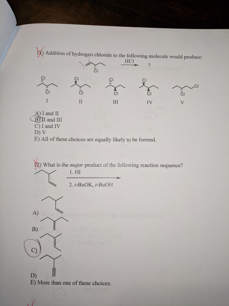 Solved Addition of hydrogen chloride to the following | Chegg.com Solved Addition of hydrogen chloride to the following | Chegg.com