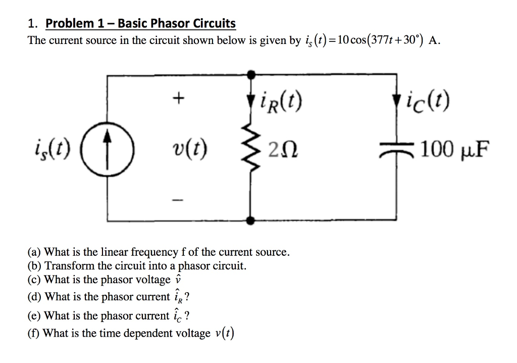 Solved 1. Problem 1 - Basic Phasor Circuits The current | Chegg.com