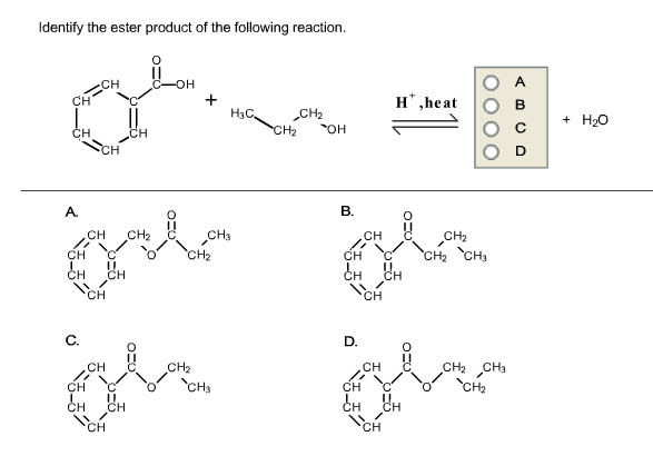 Solved Identify the ester product of the following reaction. | Chegg.com