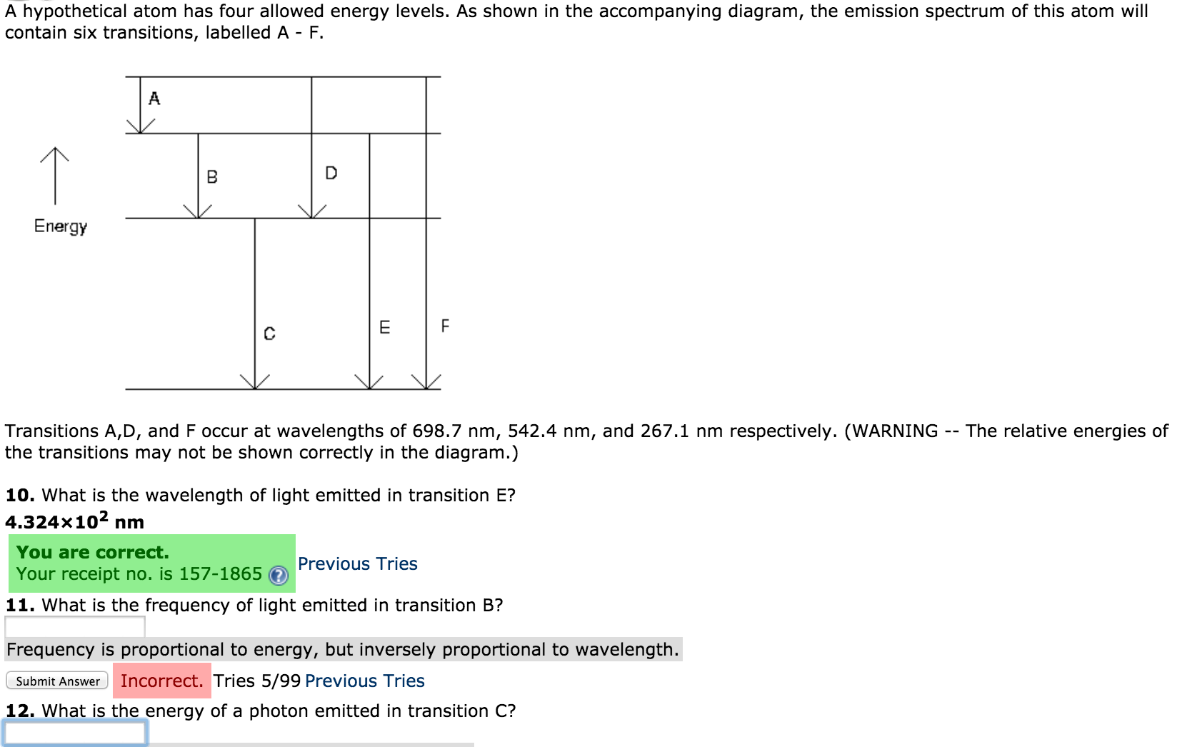 Solved A hypothetical atom has four allowed energy levels. | Chegg.com