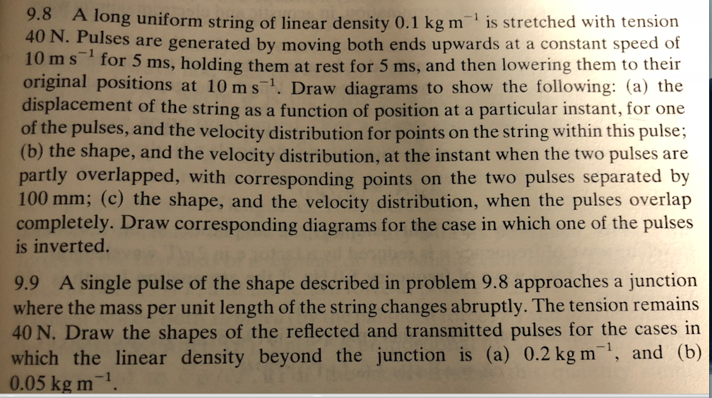 Solved So N Aiong uniform string of linear denity 0.1 ke m | Chegg.com