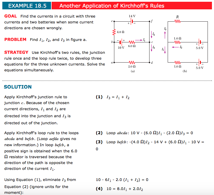 Solved EXAMPLE 18.5 Another Application of Kirchhoff's Rules | Chegg.com