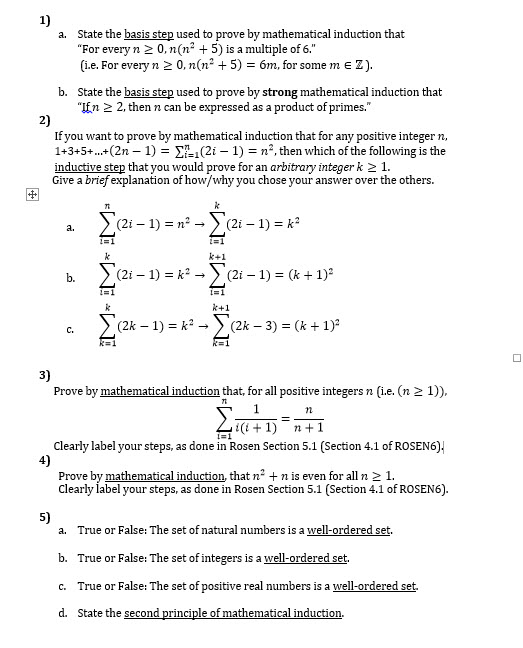 Solved State the basis step used to prove by mathematical | Chegg.com