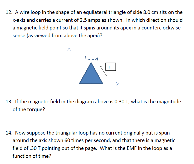 Solved A wire loop in the shape of an equilateral triangle | Chegg.com