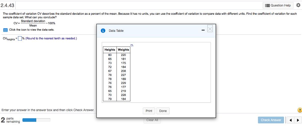 Solved 2.4.43 Question Help The coefficient of variation CV | Chegg.com