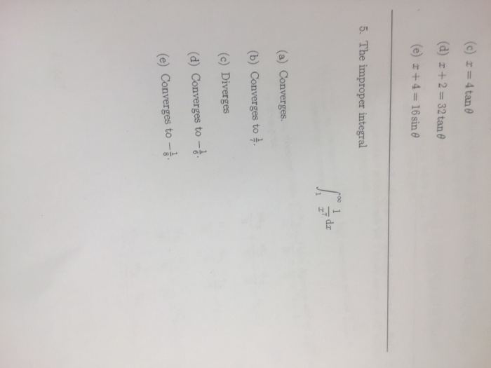 Solved X = 4 tan theta (d) x + 2 = 32 tan theta (e) x + 4 | Chegg.com
