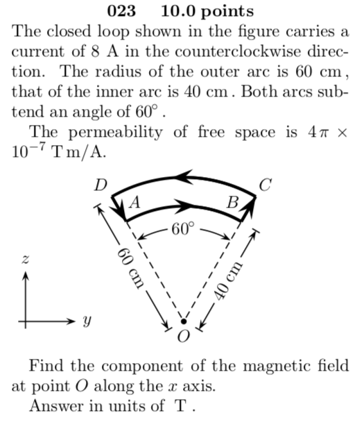 Solved 02310.0 points The closed loop shown in the figure | Chegg.com
