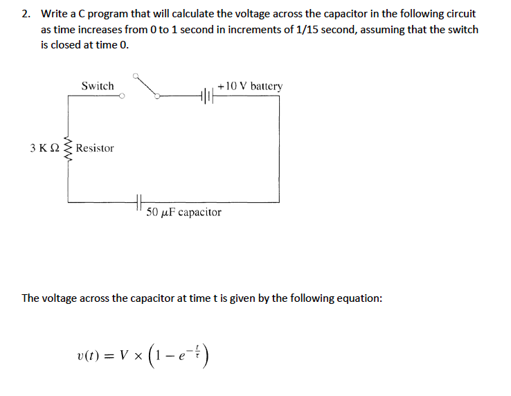 Solved Write a C program that will calculate the voltage | Chegg.com